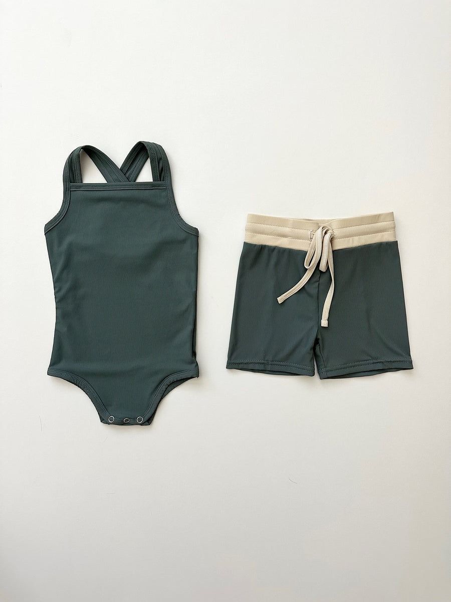 Cross-Back One-Piece Swimsuit - Deep Sea – Orcas Lucille